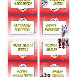Spidey and His Amazing Friends Printable Food Tent Snack Labels for ...