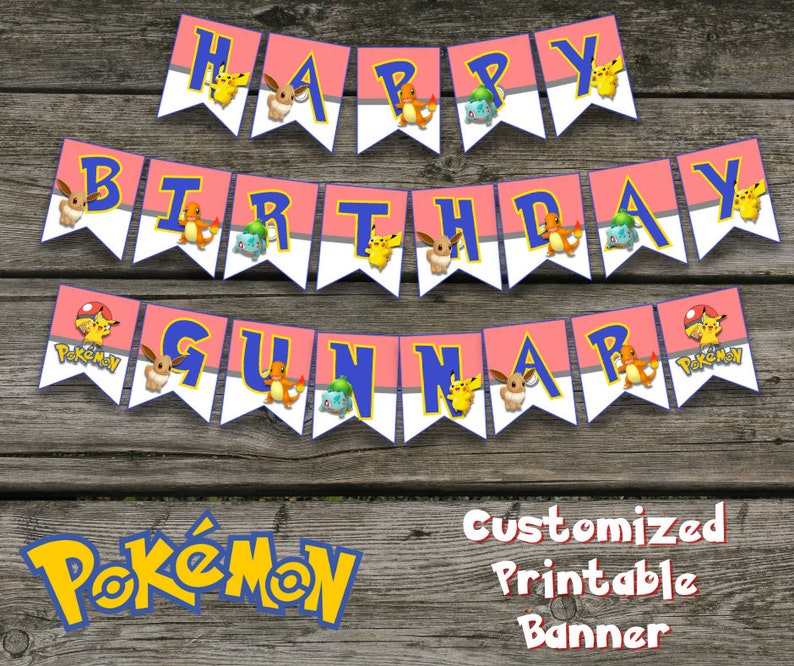 Personalized Printable Pokemon Birthday Banner DIY - Etsy