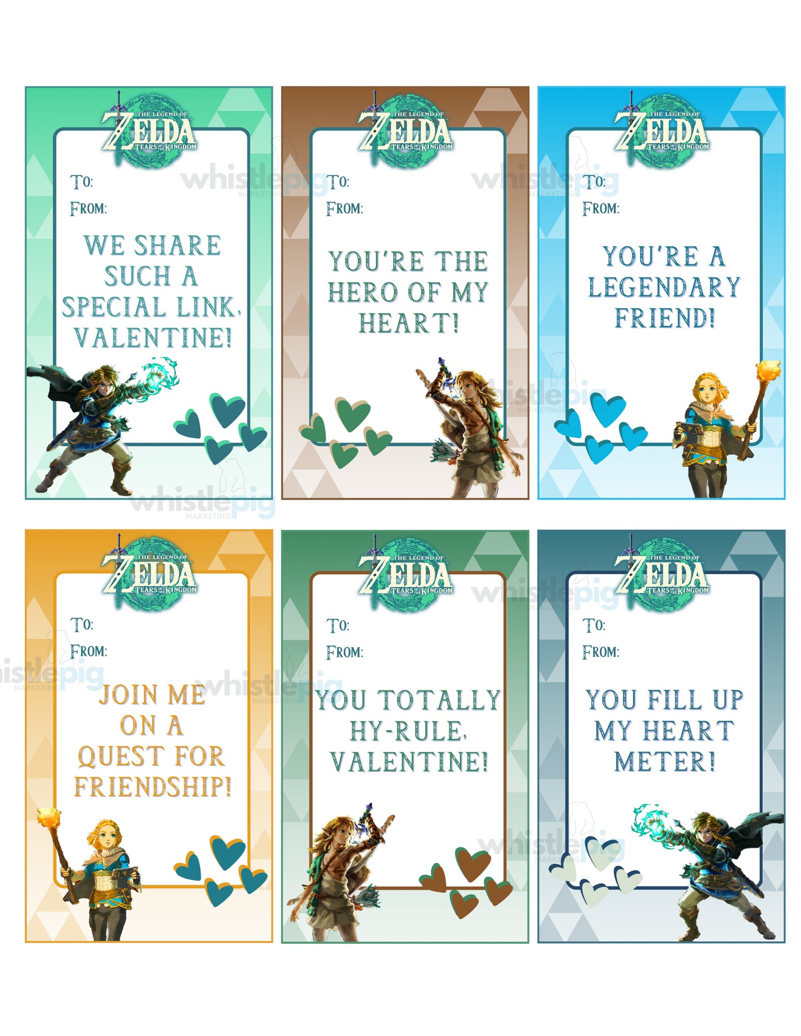 Zelda Tears of the Kingdom TOTK Printable Valentine's Day Cards for ...