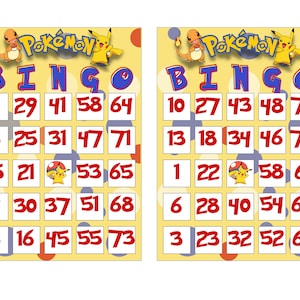 Pokémon Printable Bingo Game for Pokemon Birthday Party - 24 Unique ...