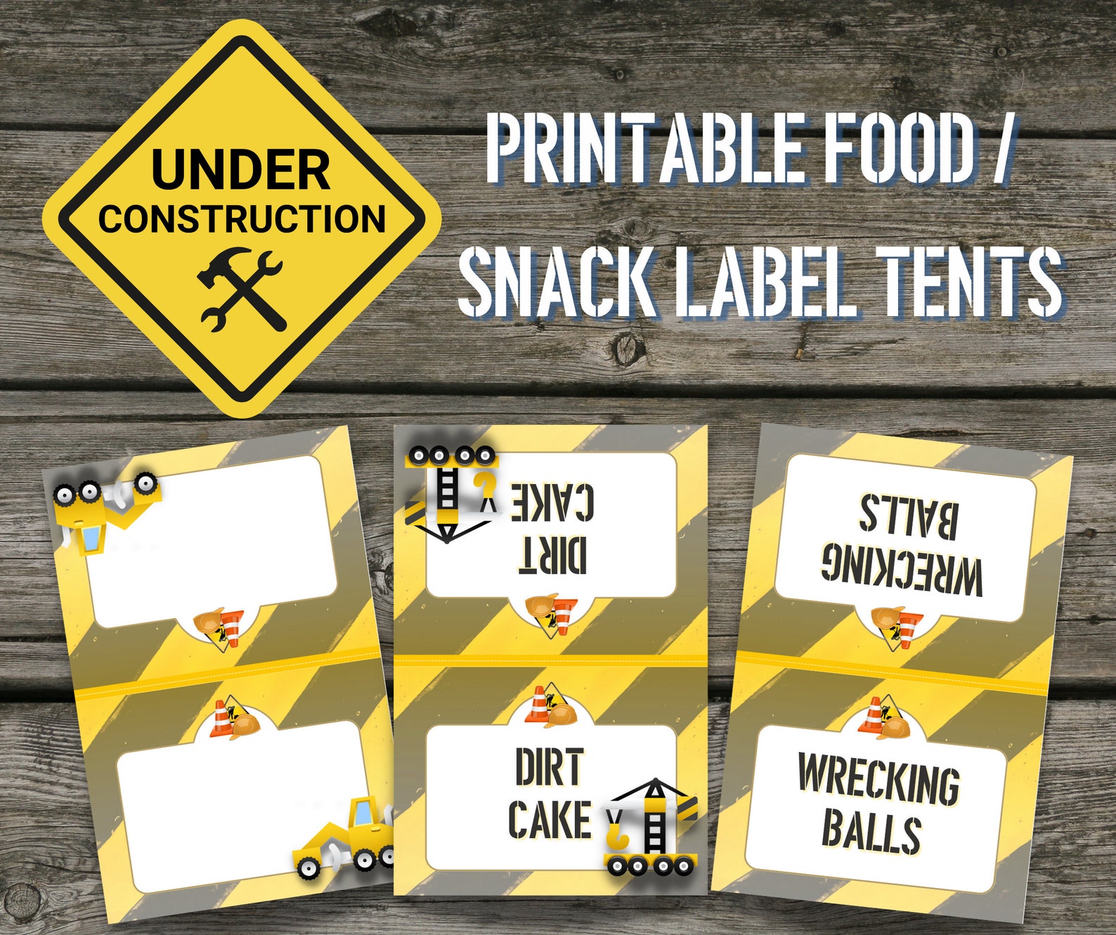 Construction Party Printable Food Tent Snack Labels for Construction ...
