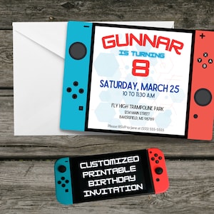 Nintendo Switch Video Game Printable Birthday Invitation for Gamer and ...