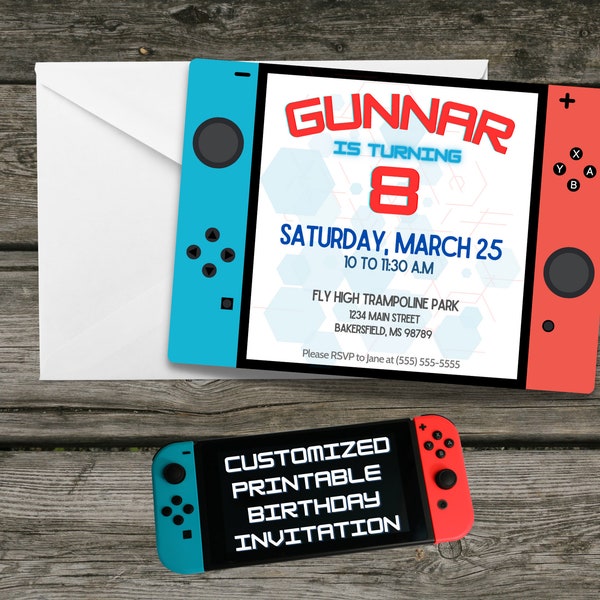 Nintendo Switch Invitation - Etsy