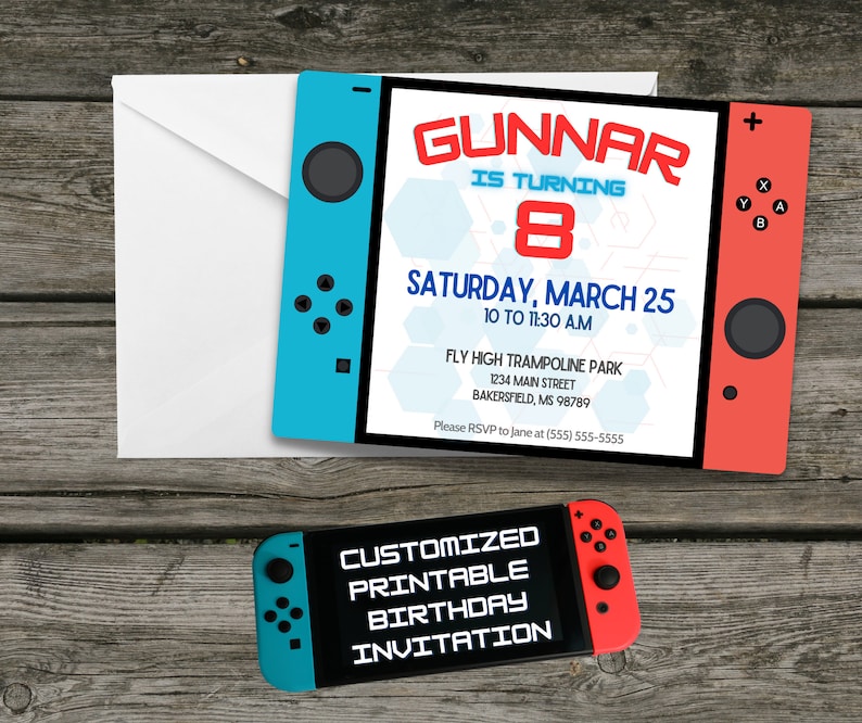 Nintendo Switch Video Game Printable Birthday Invitation for - Etsy