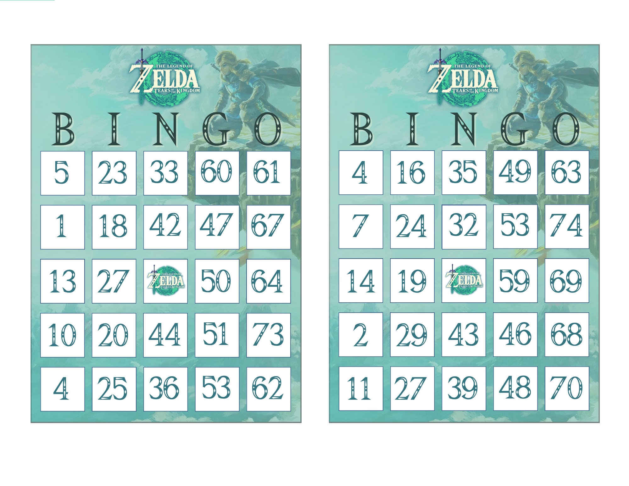 Zelda Tears of the Kingdom Video Game Printable Bingo Kit for Zelda ...