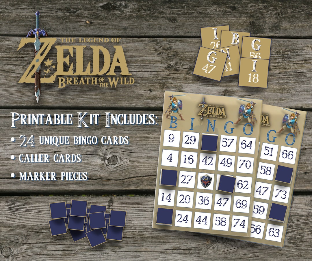 Zelda Breath of the Wild Video Game Printable Bingo Kit for Zelda Botw ...