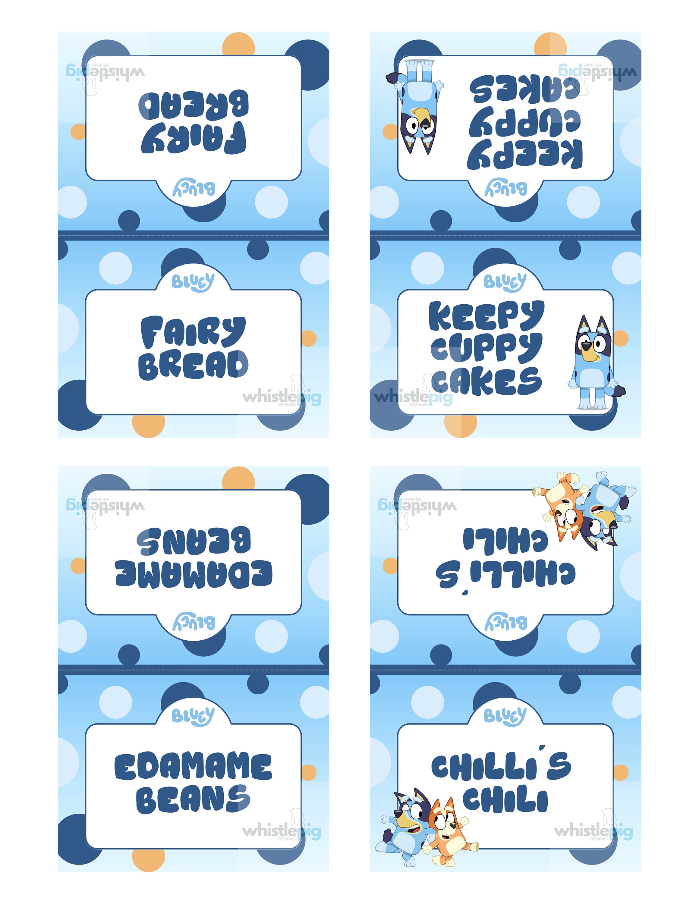 Editable Bluey Food Tent Snack Labels for Blue Heeler Birthday - Etsy ...