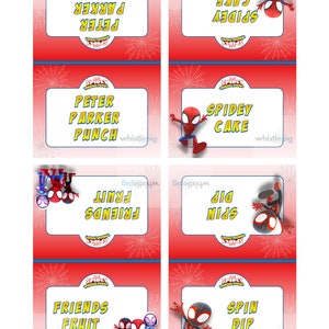 Spidey and His Amazing Friends Printable Food Tent Snack Labels for ...