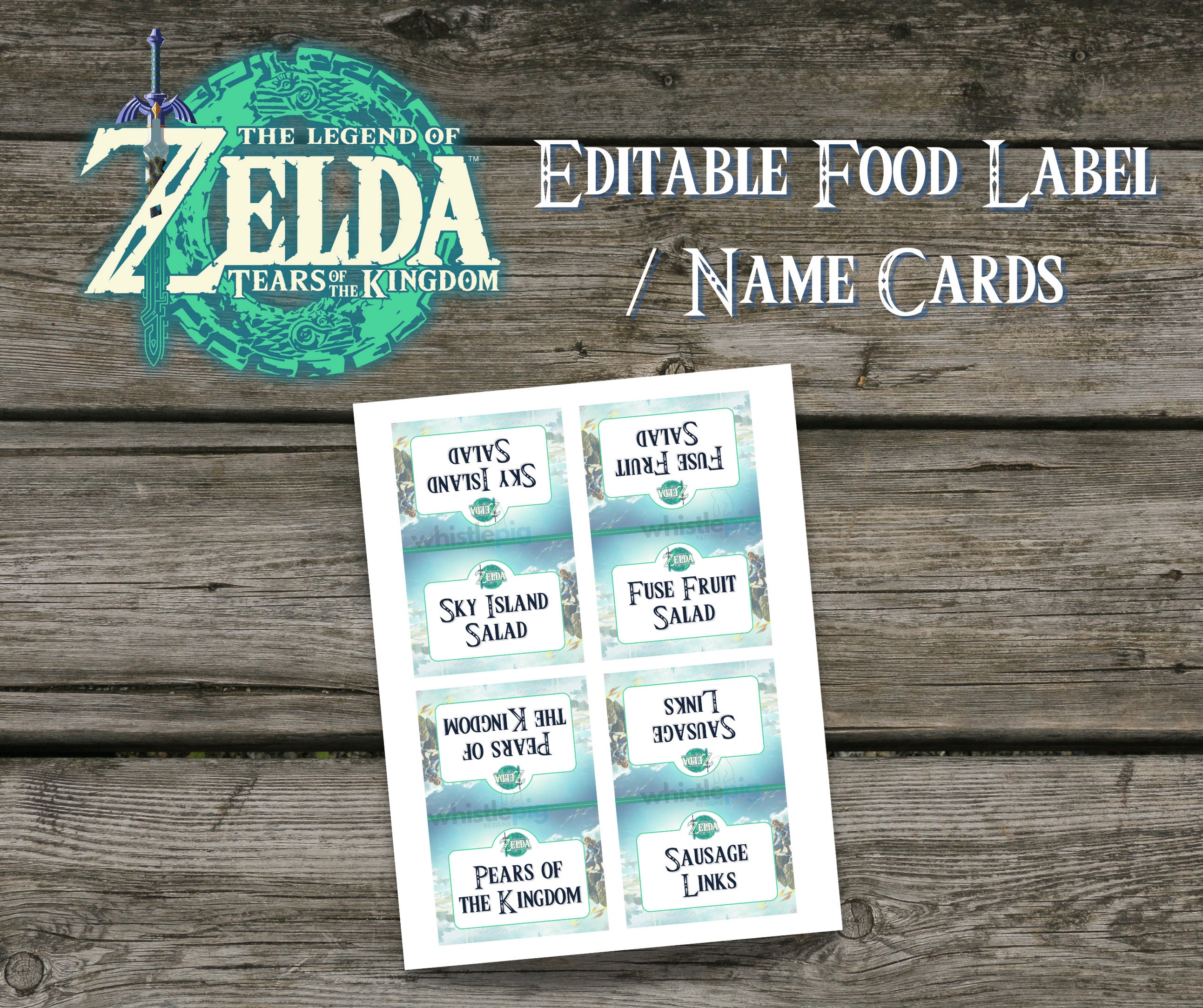 Editable Zelda Tears of the Kingdom Food Tent Snack Labels or - Etsy ...