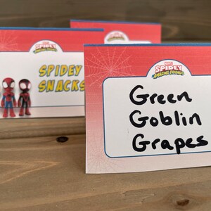 Spidey and His Amazing Friends Printable Food Tent Snack Labels for ...