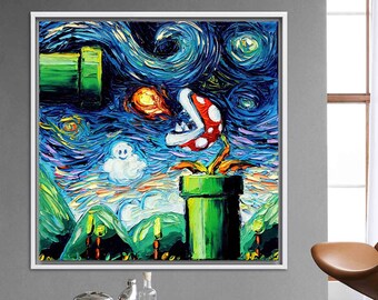 Mario Starry Night Canvas - Etsy