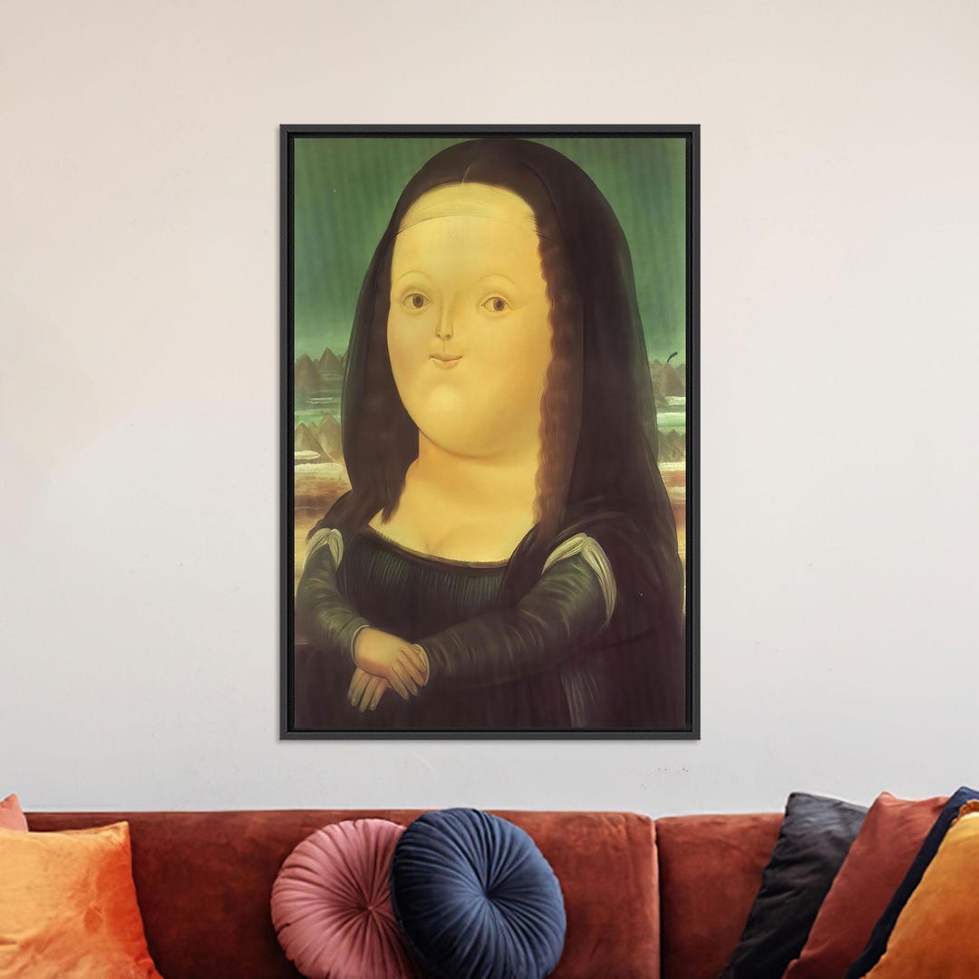 Botero Style Mona Lisa Canvas Wall Art, Whimsical and Bold Parody ...