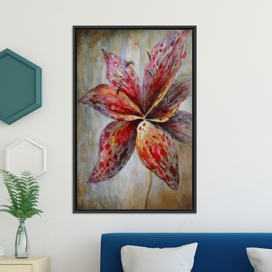 Watercolor Lily Flower Canvas Poster, Elegant Floral Wall Art Print on ...