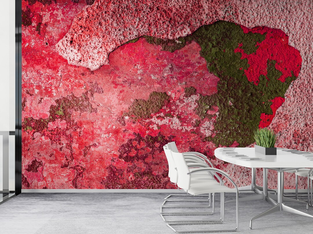 Pink Paper Art Wallpaper: 3D Old Wall View Mural - Etsy