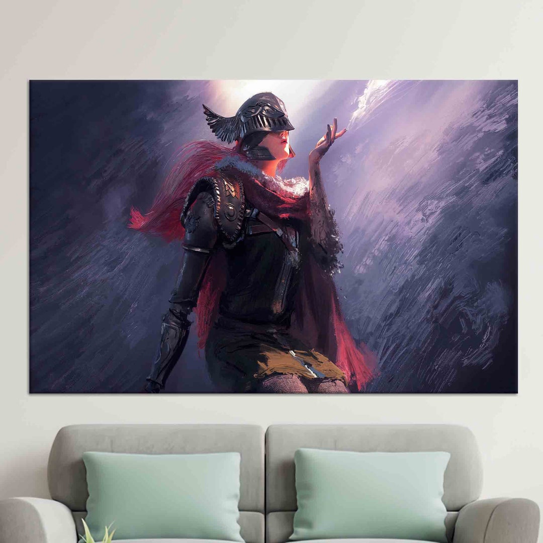 Fantasy Warrior Woman Wall Art, Dark Heroine Canvas Print, Viking ...