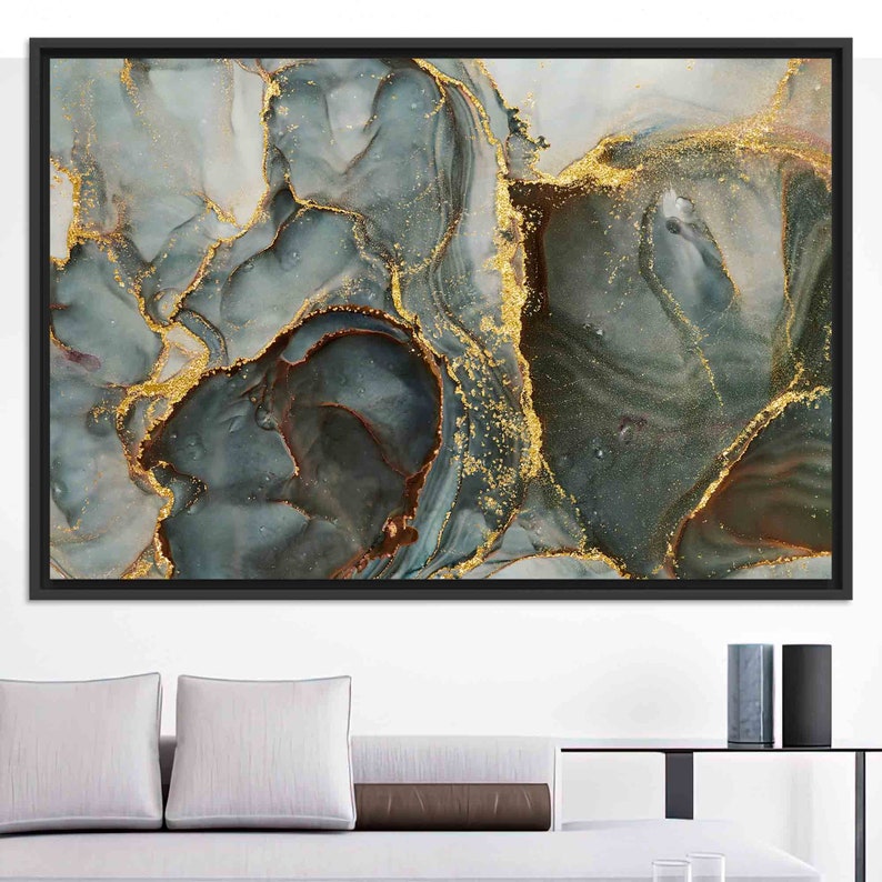 Abstract Marble Canvas Art With Gold Texture, Luxury Wall Decor for ...