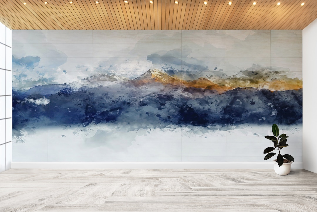 Modern Wall Decal, 3D Paper Wall Art, Gift for Her, Watercolor Mountain ...