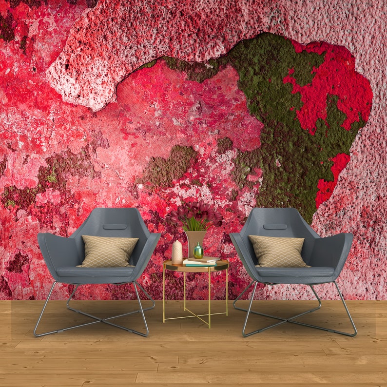 Pink Paper Art Wallpaper: 3D Old Wall View Mural - Etsy