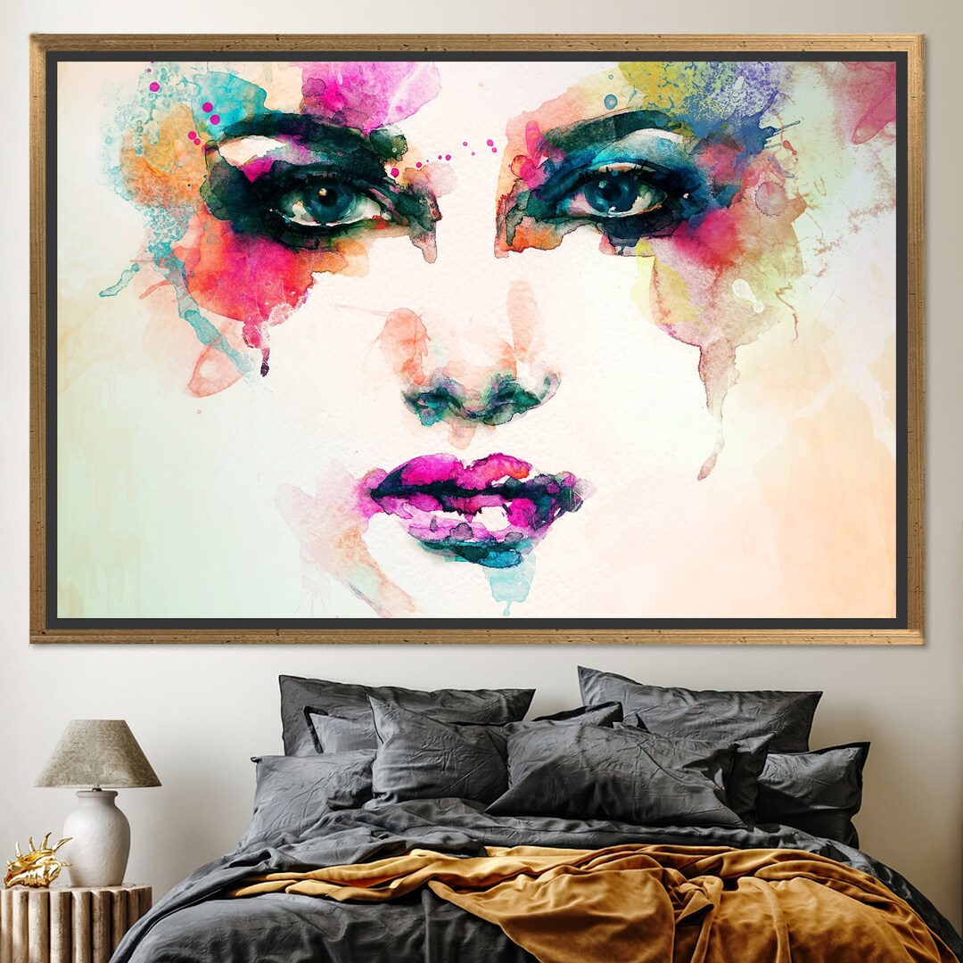 Colorful Woman Face Tempered Glass Art: Modern Wall Decor - Etsy
