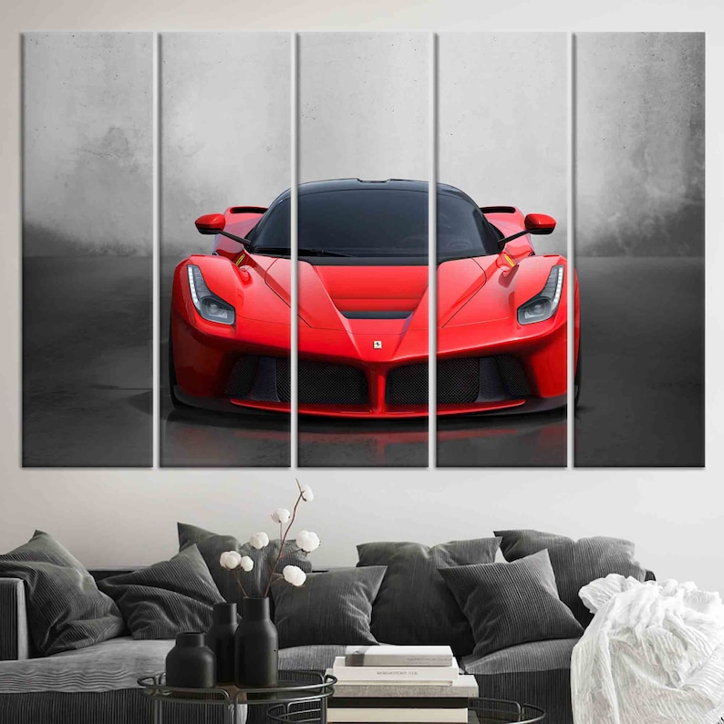 Ferrari Poster: Red Car Tempered Glass Wall Art - Etsy