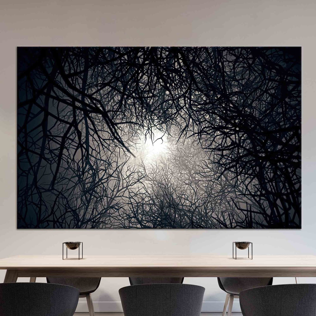 Moonlight Glass Wall Art, Landscape Tempered Glass, Night View Glass ...