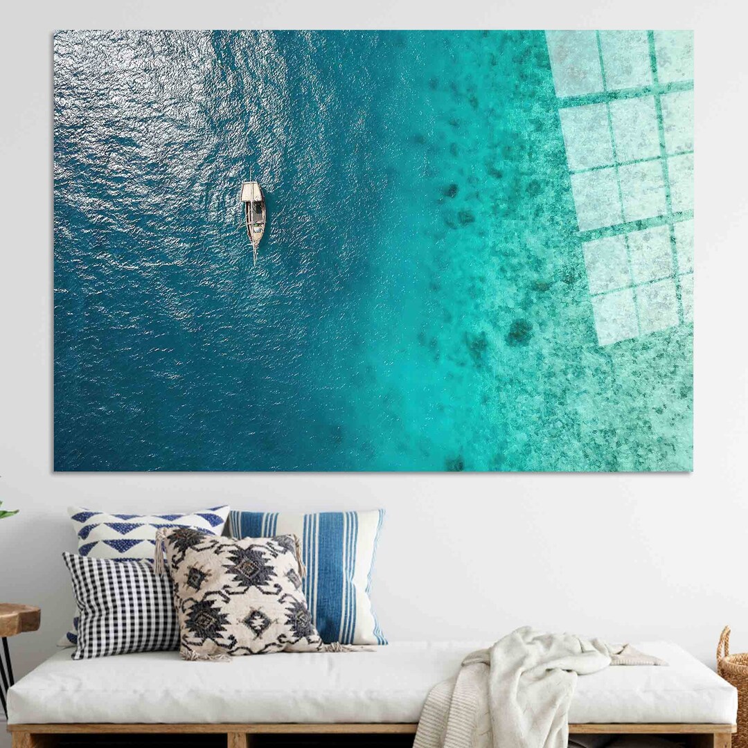 Ocean View Canvas Print: Sea Glass Wall Art, Coastal Decor - Etsy