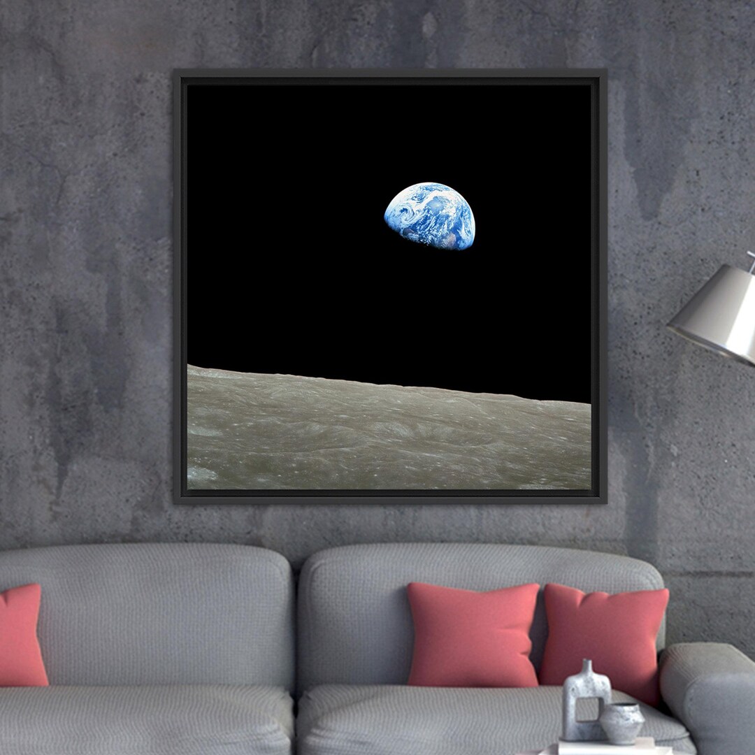 Earthrise From Moon Canvas Poster, Iconic NASA Space Wall Art Print on ...