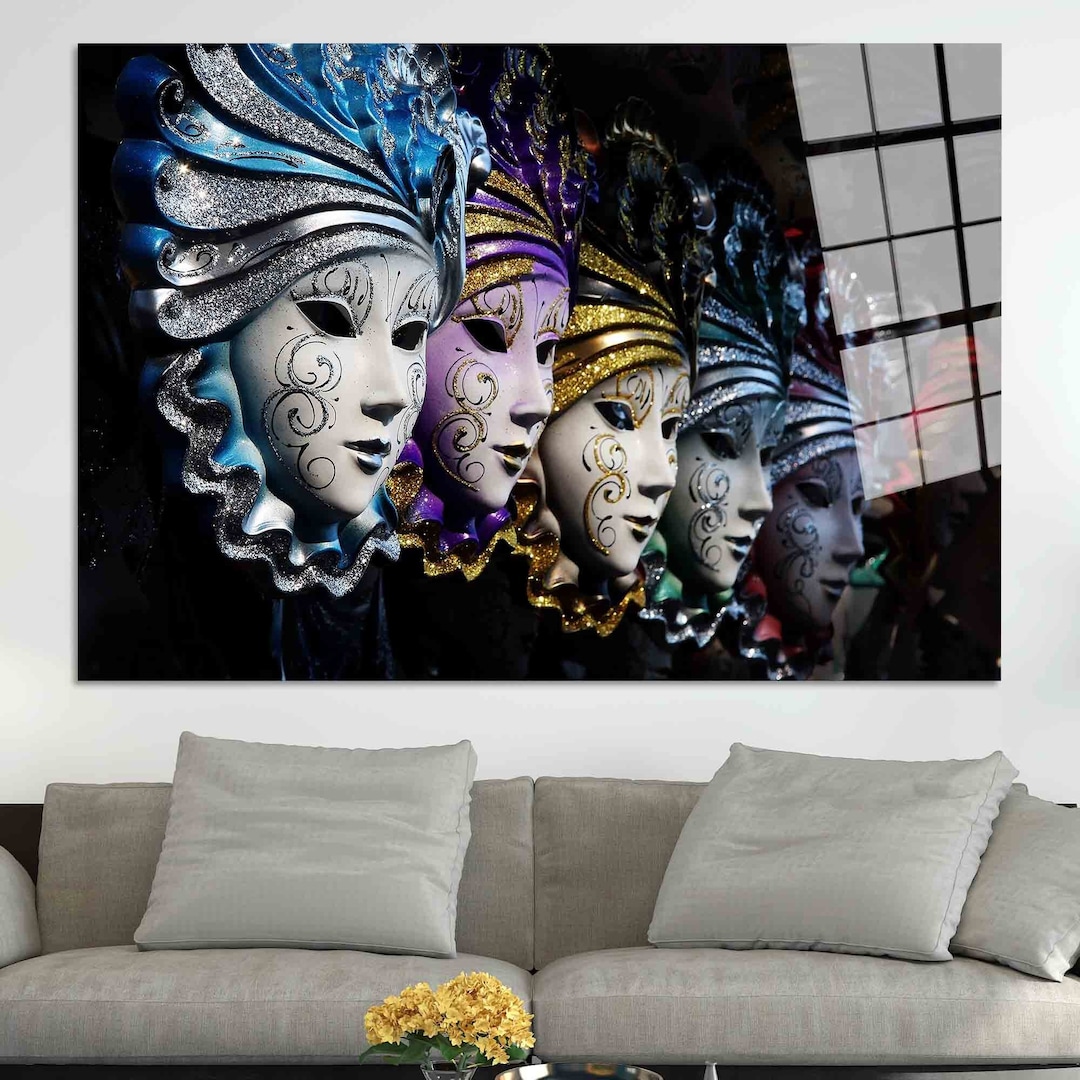 Carnival Masks Canvas Decor, Modern Canvas Print, Venetian Mask Canvas ...