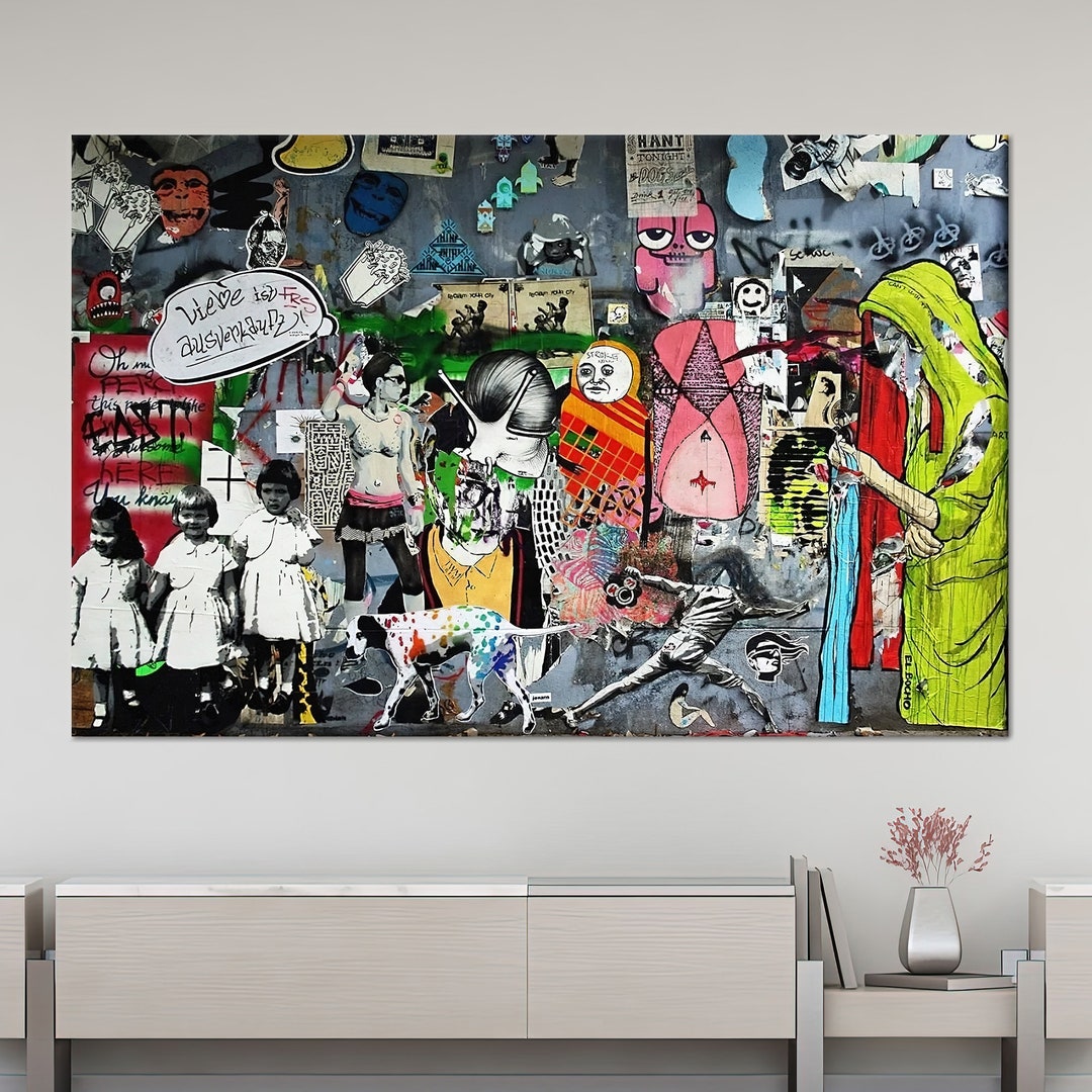 Glass Art Canvas Gift, Colorful Wall Table, Abstract Graffiti Canvas ...