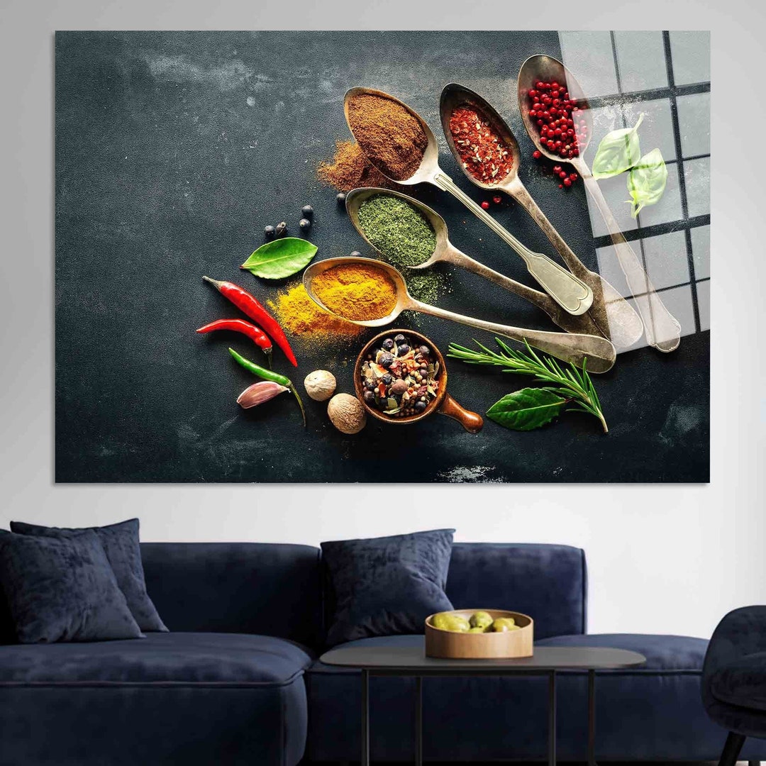 Food Canvas Poster, Modern Poster, Abstract Wall Art Glass, Spices ...