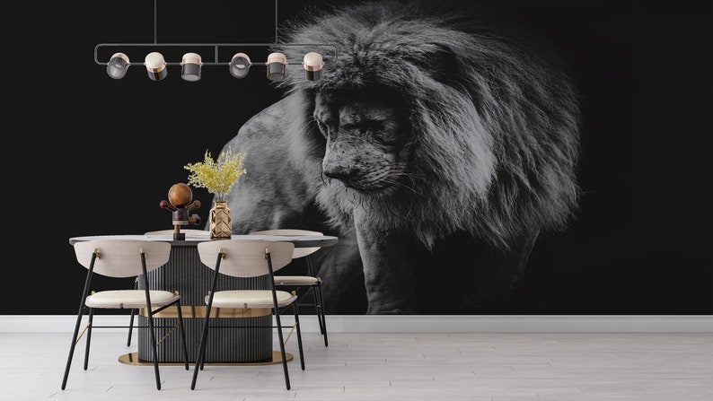 Lion Wallpaper Mural: Peel and Stick Animal Wall Decor - Etsy