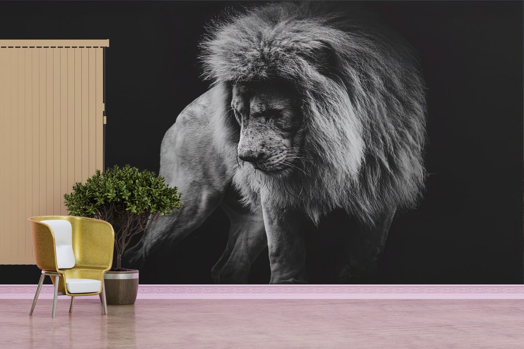 Lion Wallpaper Mural: Peel and Stick Animal Wall Decor - Etsy