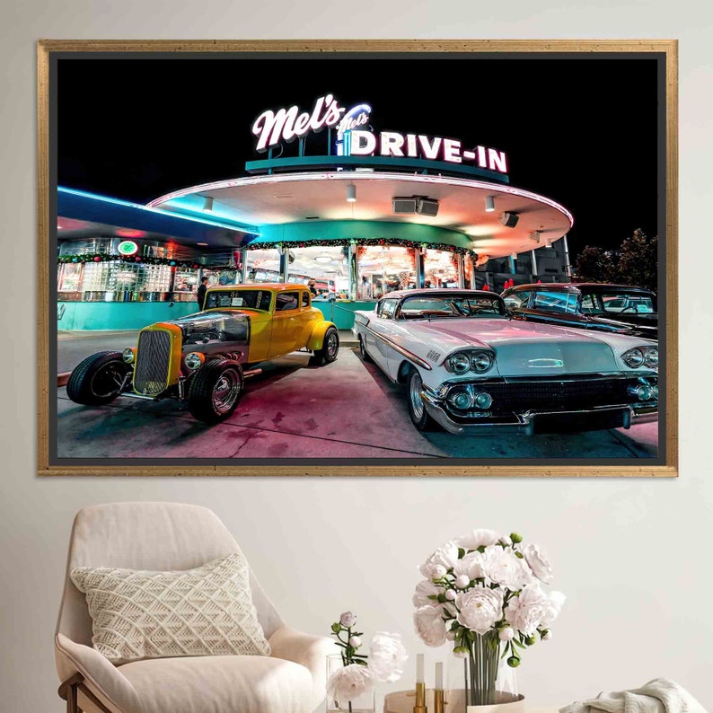 Mel’s Drive-in Canvas Print: Retro 50s Diner, Classic Car Wall Art - Etsy