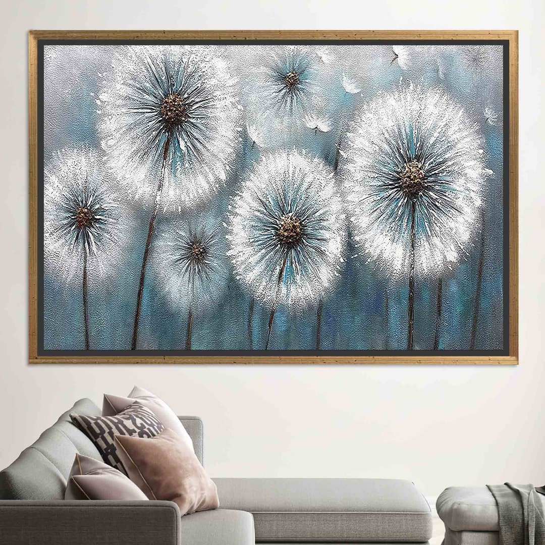 Dandelion Canvas Print: Botanical Tempered Glass Wall Art - Etsy