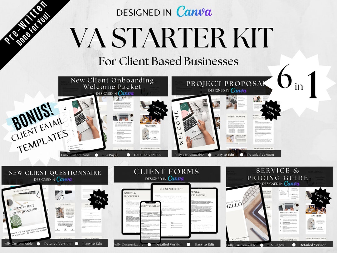 Virtual Assistant Starter Kit 6in1 Bundle, Templates for Virtual ...