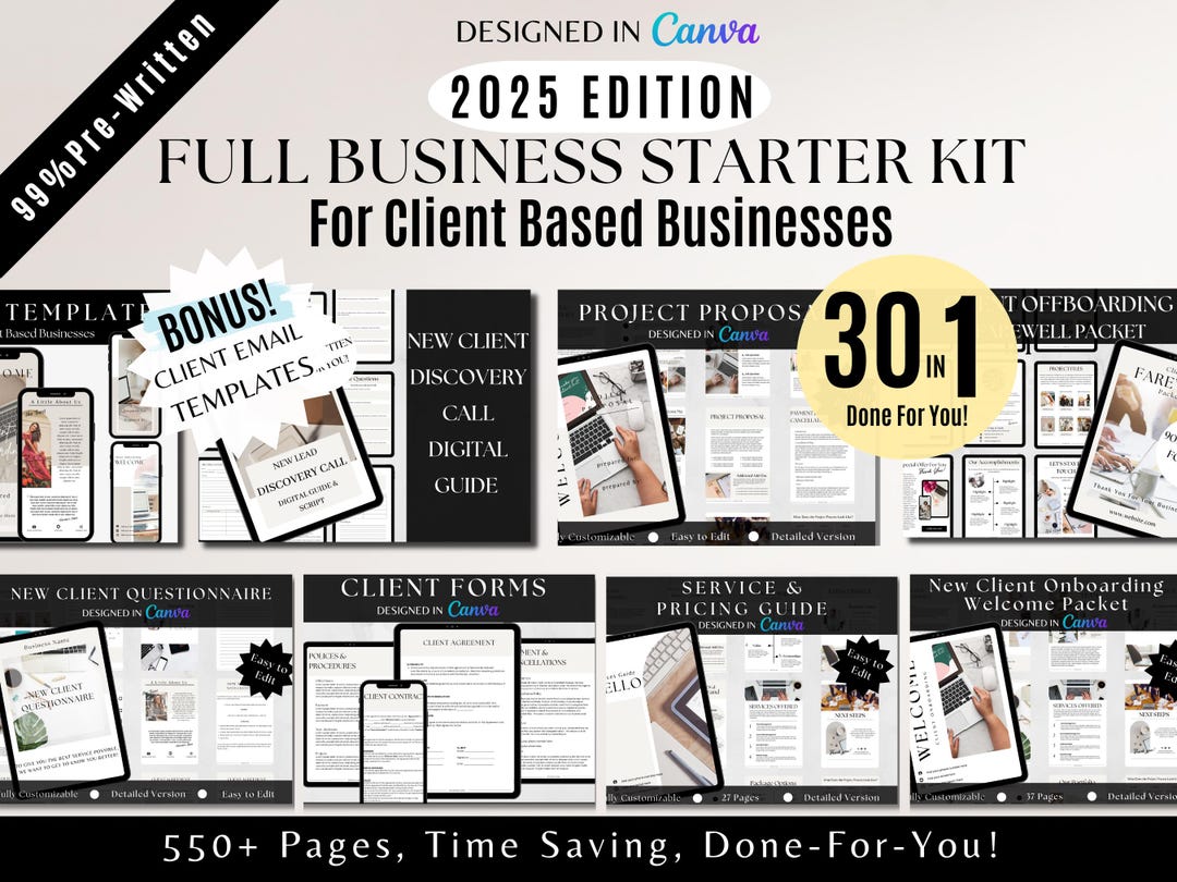 Client Onboarding Kit: 30-in-1 Business Templates for Canva - Etsy