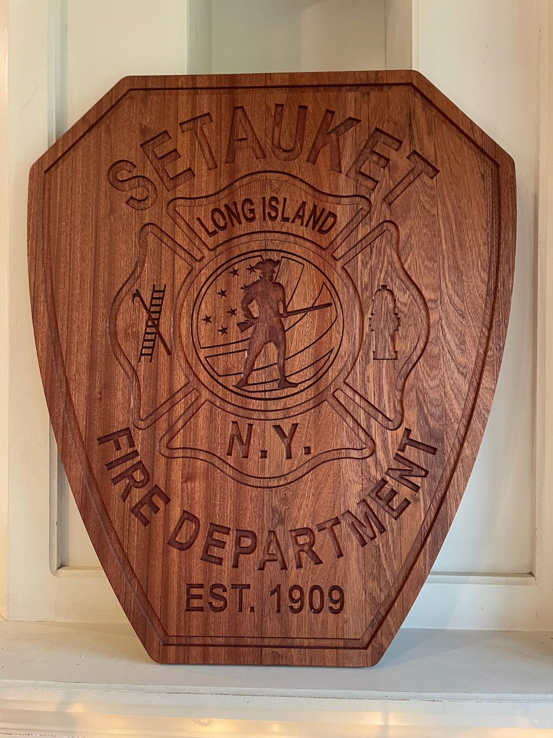 Custom Wood Firefighter Patch Logo Plaque - Etsy