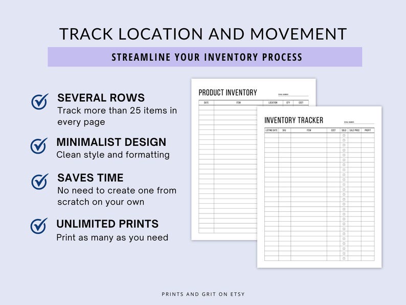 Reseller Printable Reseller Inventory Tracker Product Inventory Tracker ...