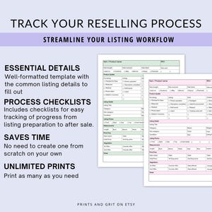 Reseller Listing Template Reseller Tracker Printable Reseller Inventory ...