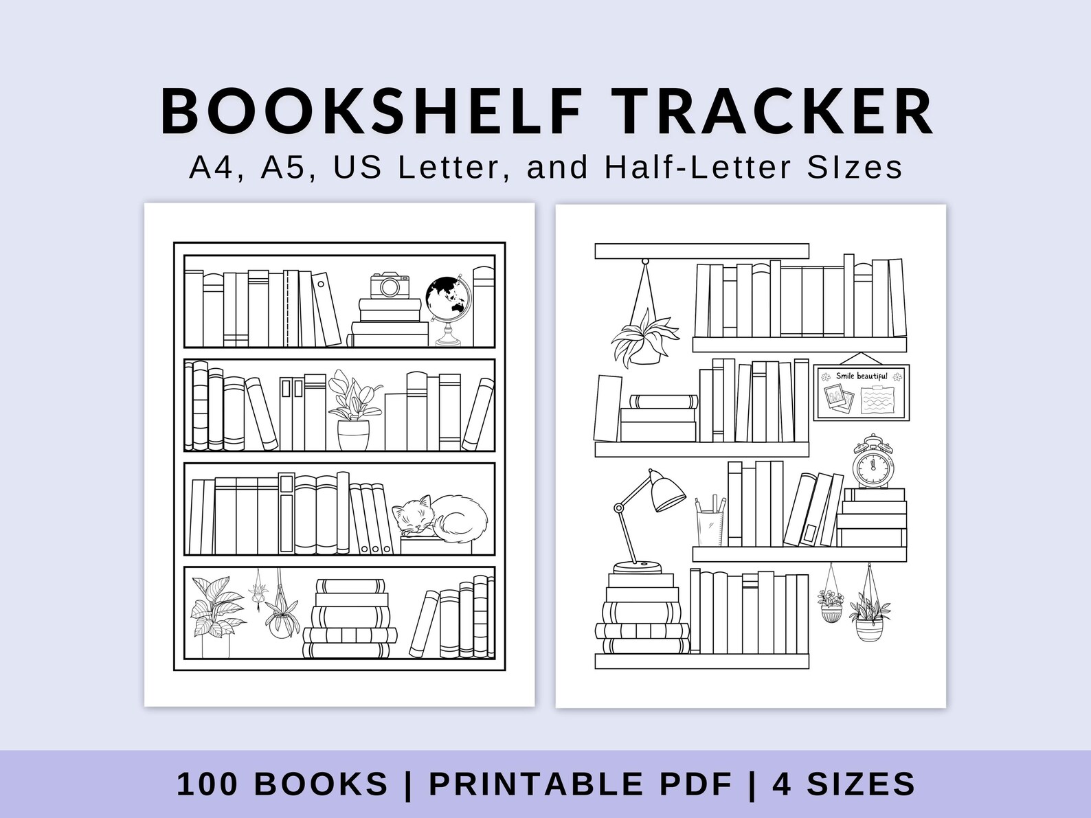 Bookshelf Reading Tracker Bookshelf Reading Log Printable Reading List ...