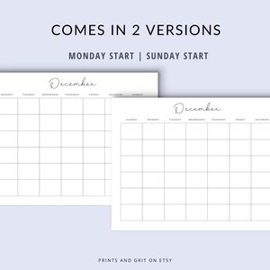 Blank Calendar Template Printable PDF in A4 & US Letter Monday and ...
