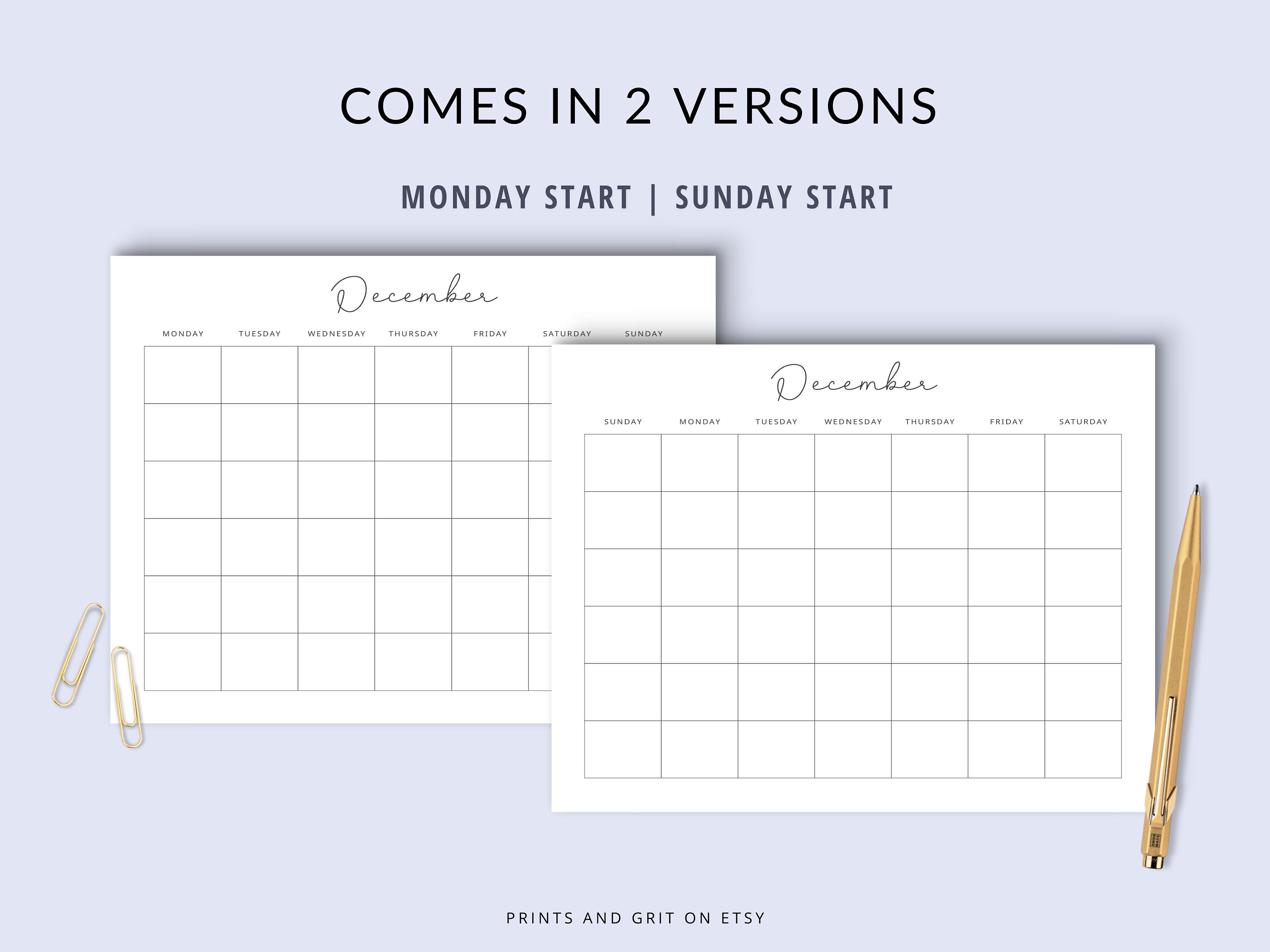 Blank Monthly Calendar 2025 Simple Monthly Calendar Planner Month at a ...