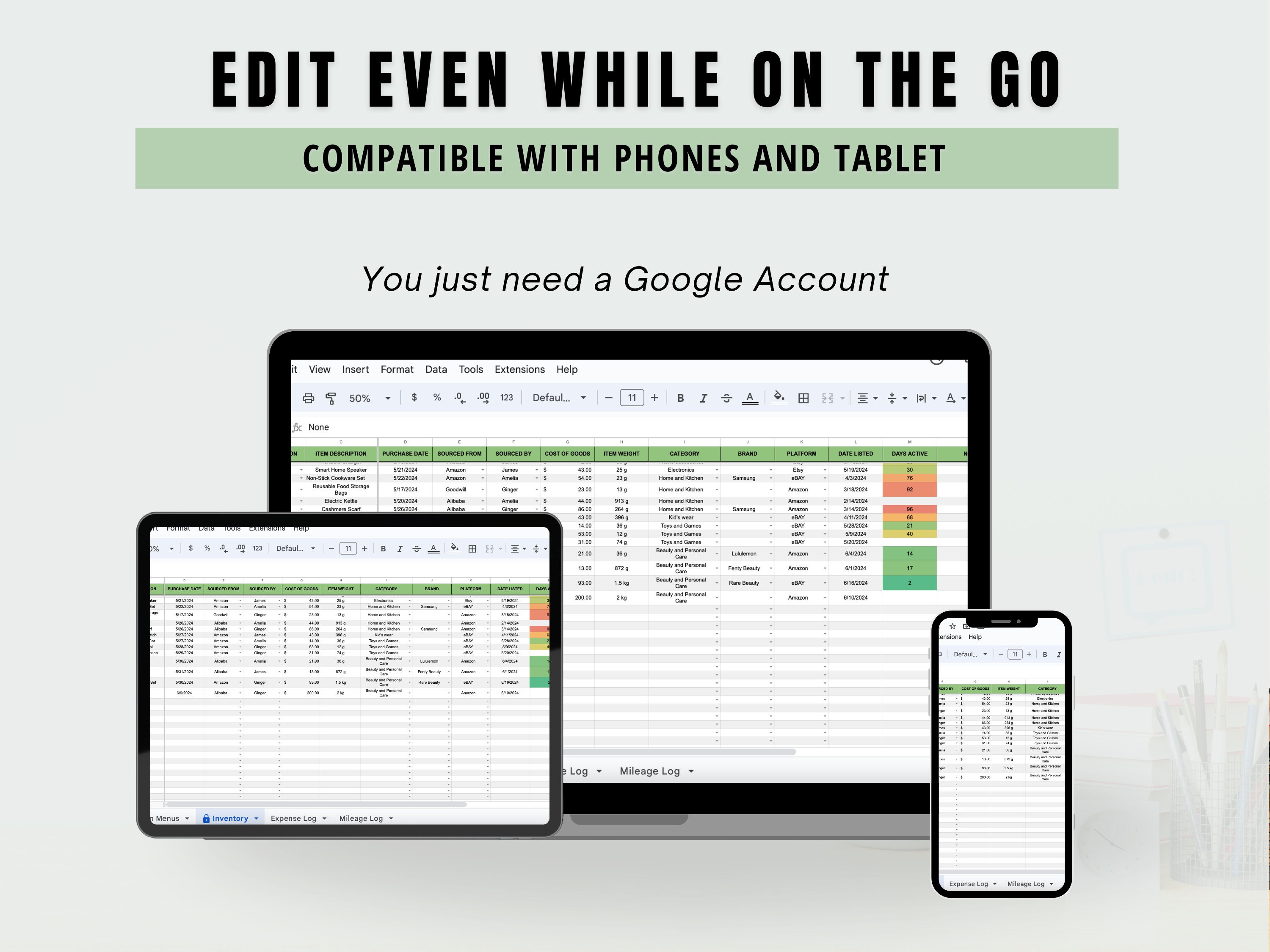 Reseller Google Sheets, Reselling Inventory Tracker, Reseller Business ...
