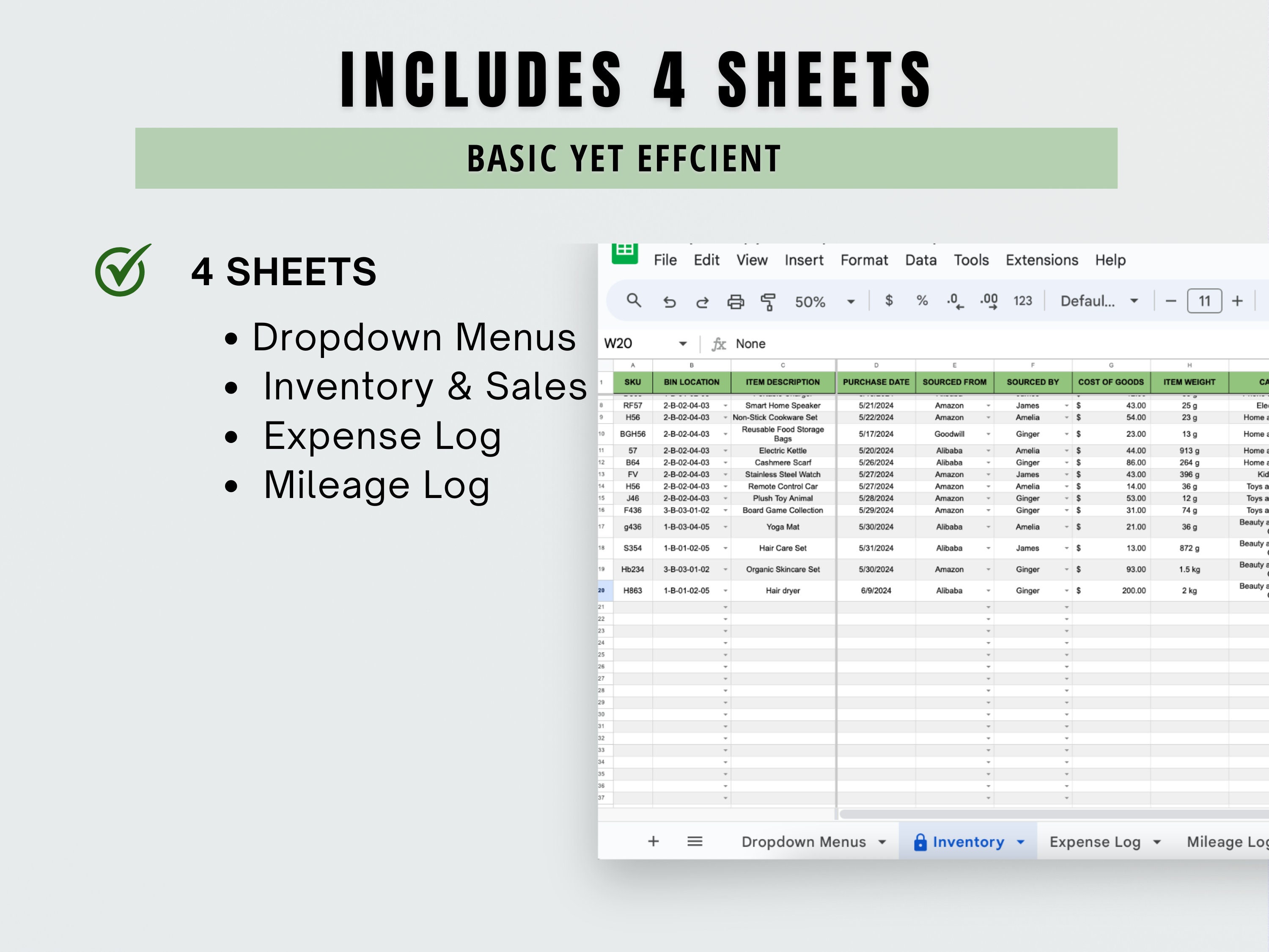 Reseller Google Sheets, Reselling Inventory Tracker, Reseller Business ...