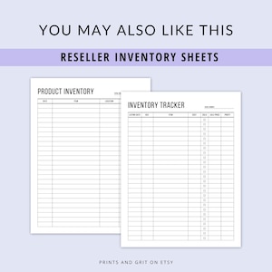 Reseller Listing Template Reseller Tracker Printable Reseller Inventory ...