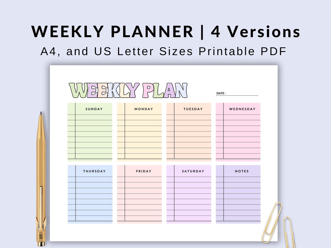 Landscape Weekly Planner Landscape Cute Weekly Planner Template Weekly ...