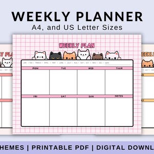 Cute Weekly Planner Template Weekly Planner Landscape Weekly Agenda ...