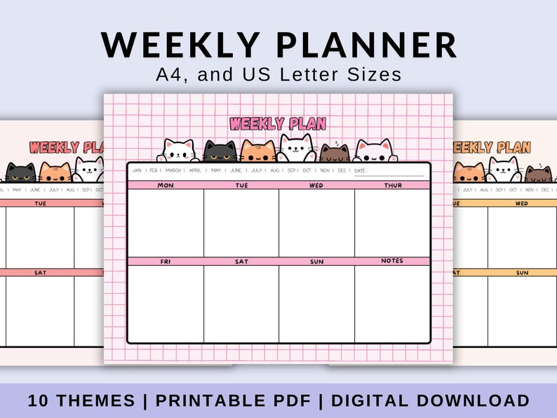 Cute Weekly Planner Template Weekly Planner Landscape Weekly Agenda ...