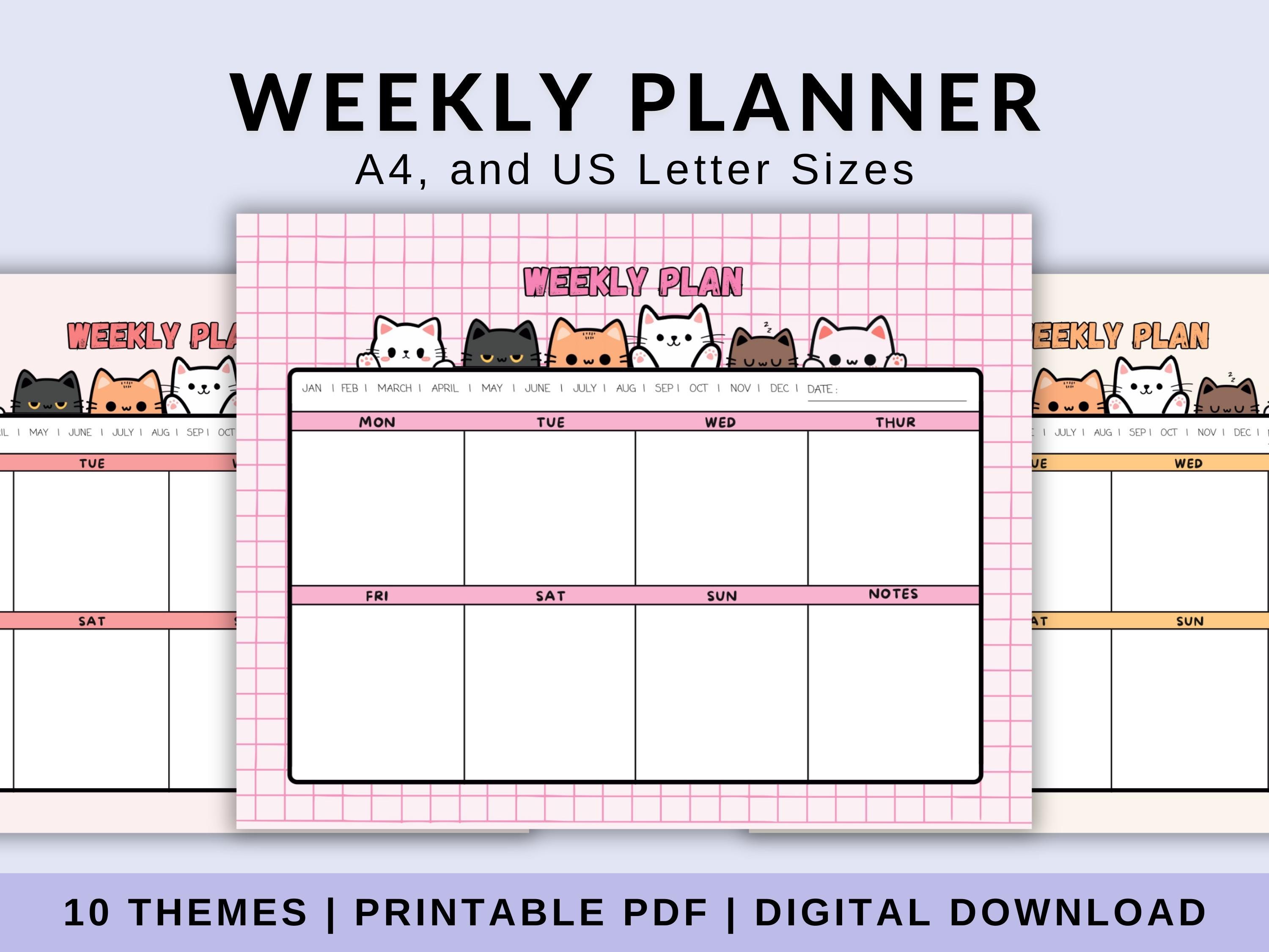 Cute Weekly Planner Template Weekly Planner Landscape Weekly Agenda ...