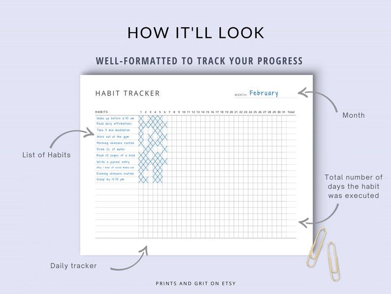 Habit Tracker Printable Habit Tracker PDF Habit Tracker Daily Habit ...